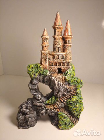 Декор для аквариума, водоросли, замок